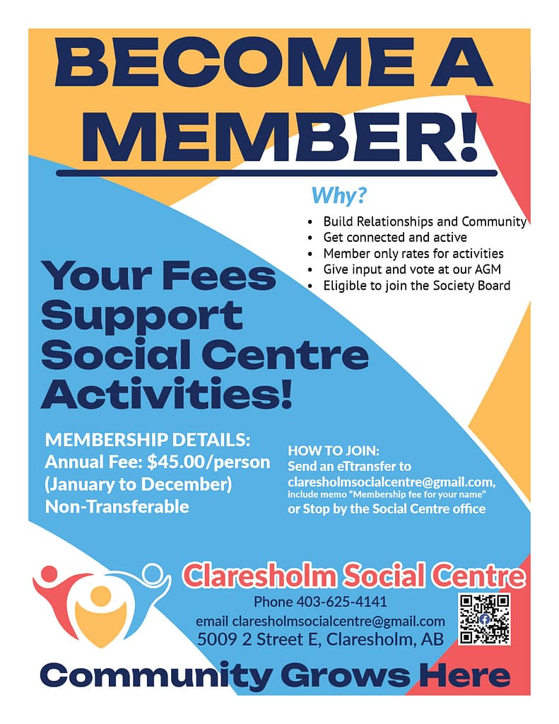 Memberships - Claresholm Social Center